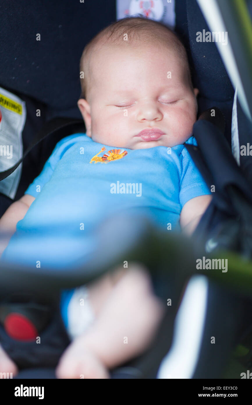 Baby sleeping in car seat. Safty driving concept Stock Photo - Alamy