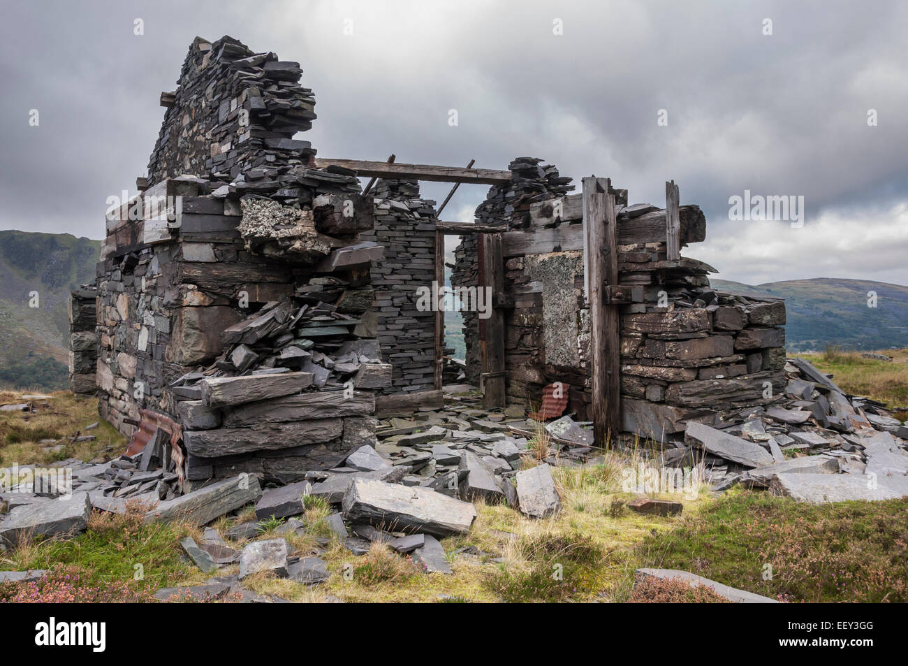 Ruined building at Dinorwig quarry an abandoned slate quarry at ...