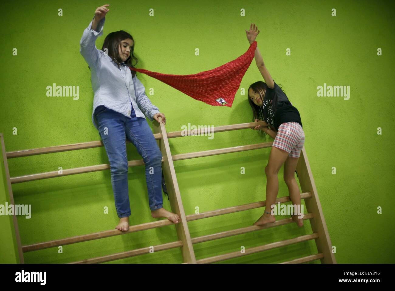 Barcelona, Spain. 23rd Sep, 2014. Jana (R) plays with friend during a ...