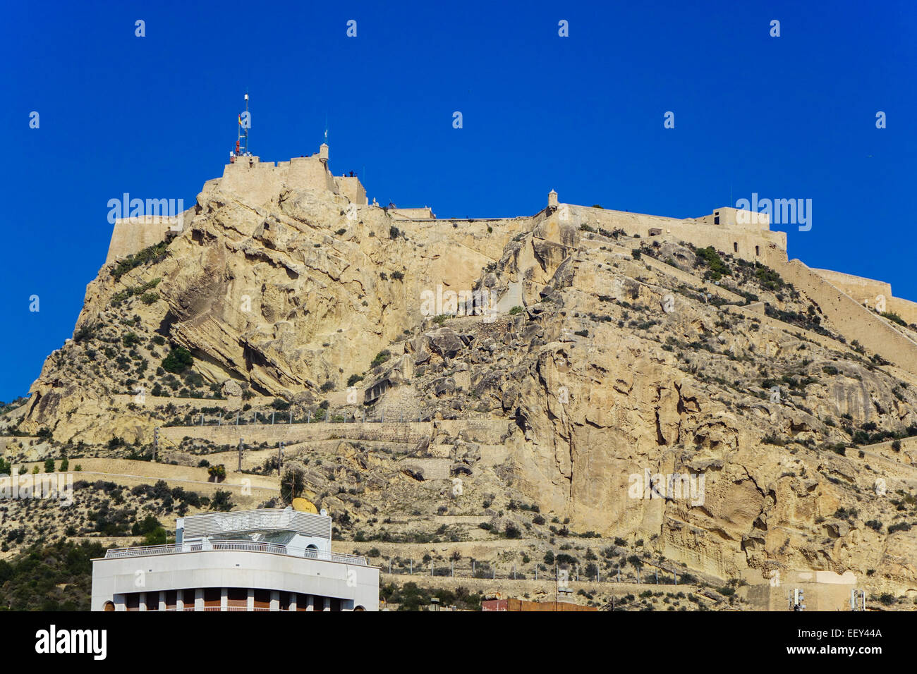 Santa Bárbara castle on Mount Benacantil in the city of Alicante, Spain ...