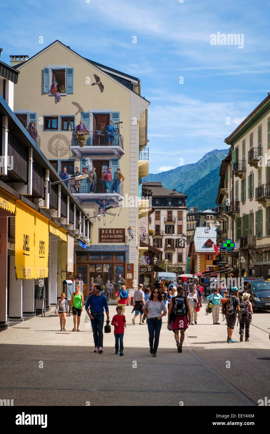 Street in Chamonix, French Alps, France, Europe in summer Stock Photo ...