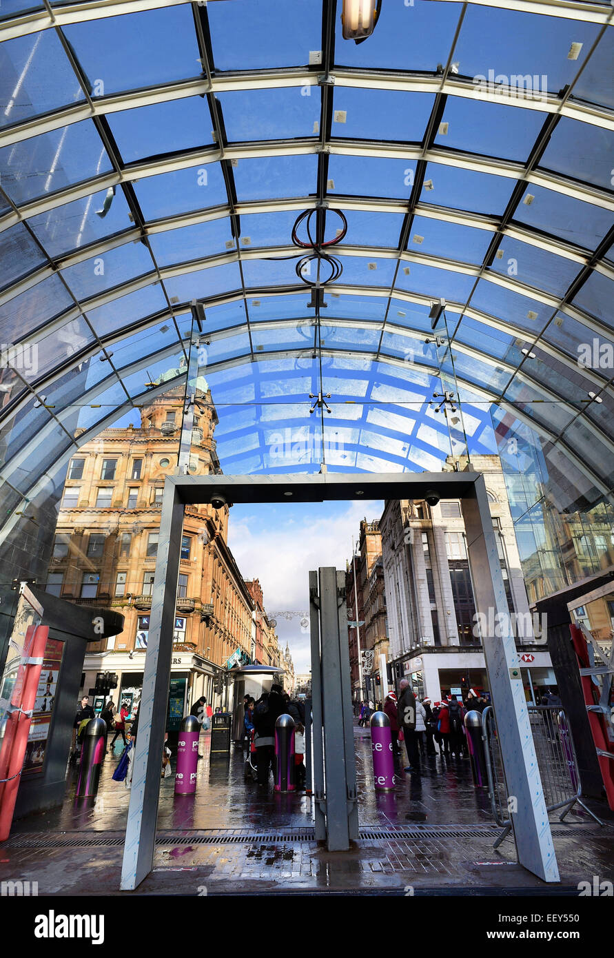 St Enoch Glasgow Subway station entrance, looking up to Buchanan St ...
