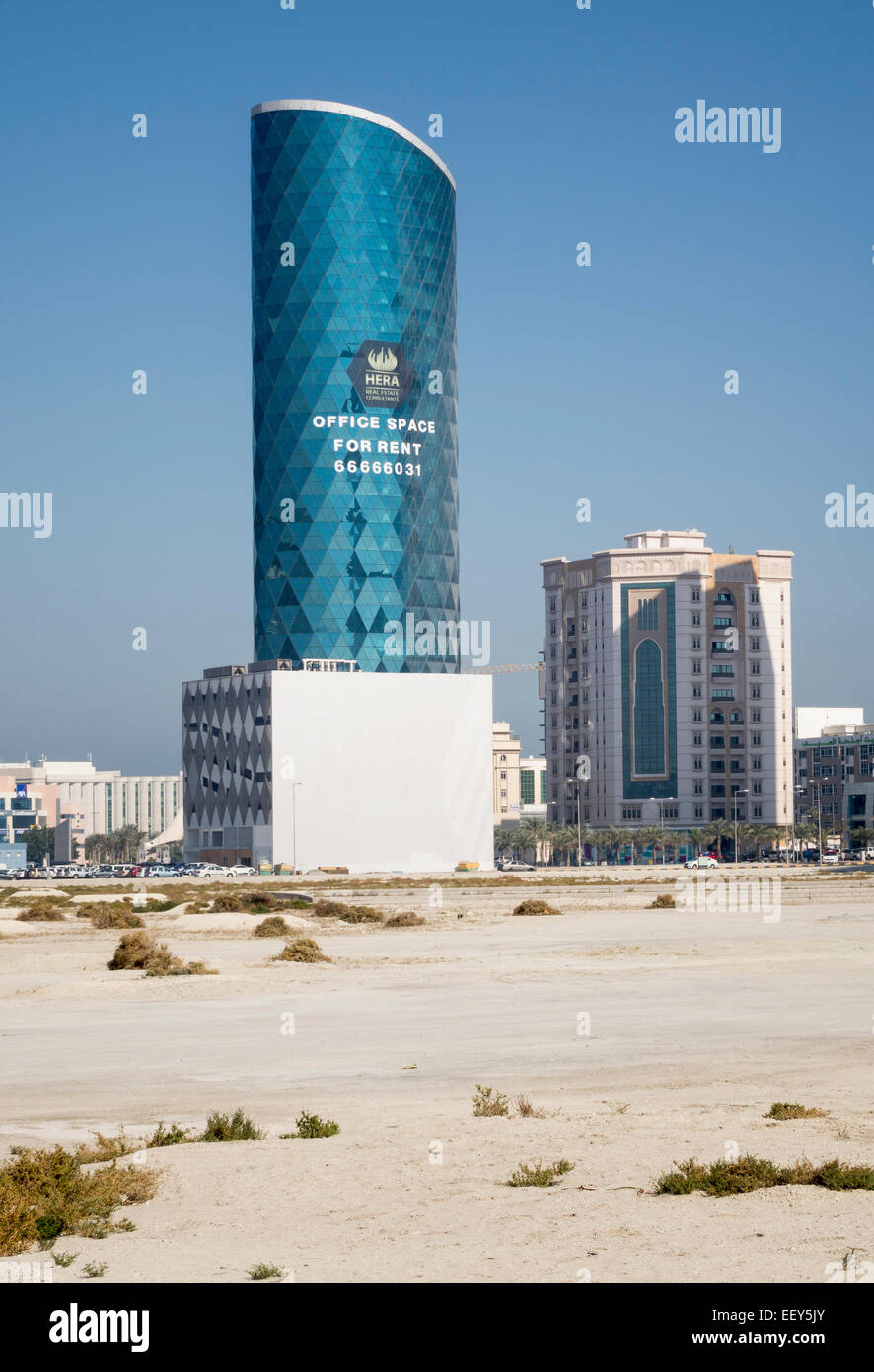 Construction of new office buildings on reclaimed land near the capital ...