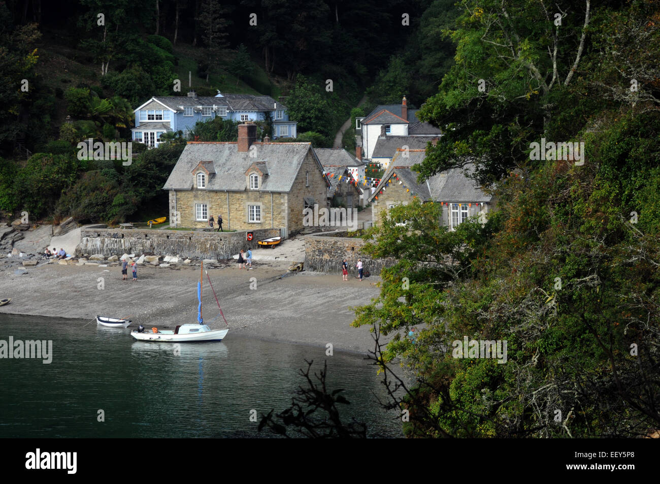 September 2014 The beach and village of Durgan at the foot of the ...