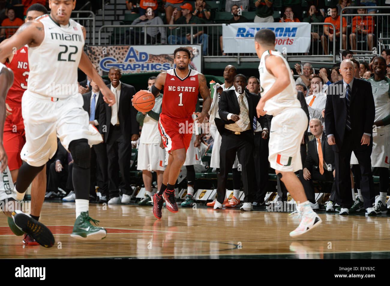 Coral Gables, Florida, USA. 22nd Jan, 2015. Trevor Lacey #1 of North ...