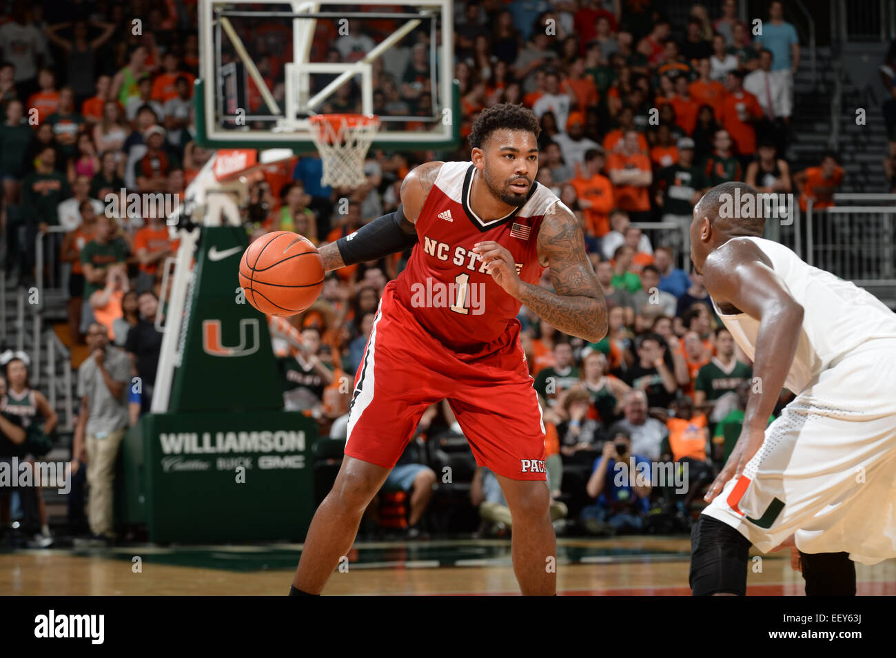 Coral Gables, Florida, USA. 22nd Jan, 2015. Trevor Lacey #1 of North ...