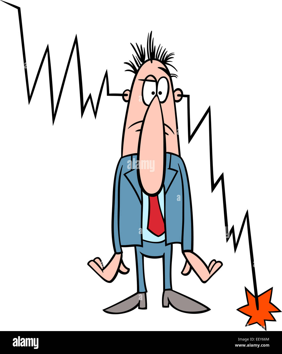 Concept Cartoon Illustration of Businessman and Economic Crisis or ...