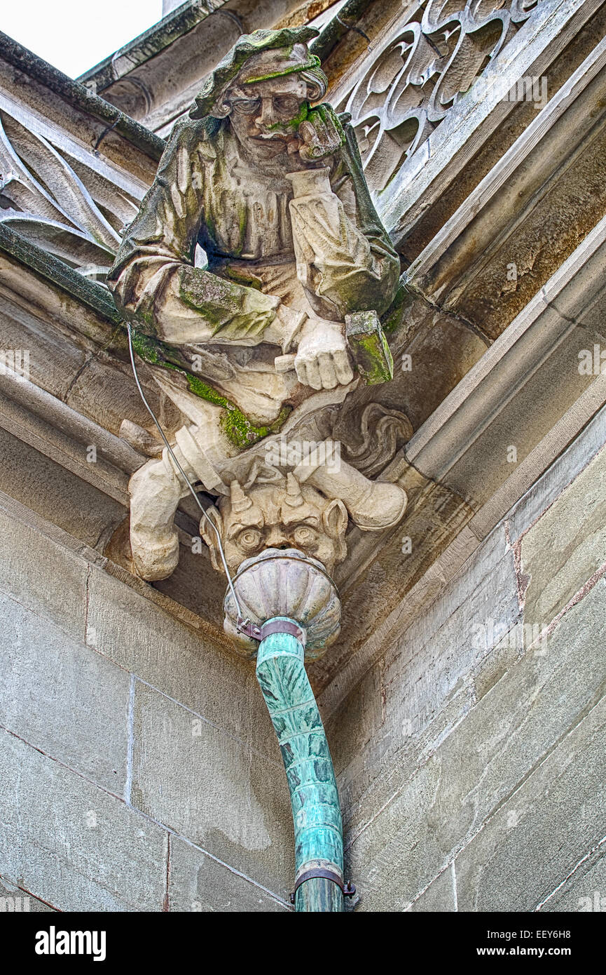Stonemason Gargoyle Over Drain on Bern Minster Cathedral Stock Photo ...