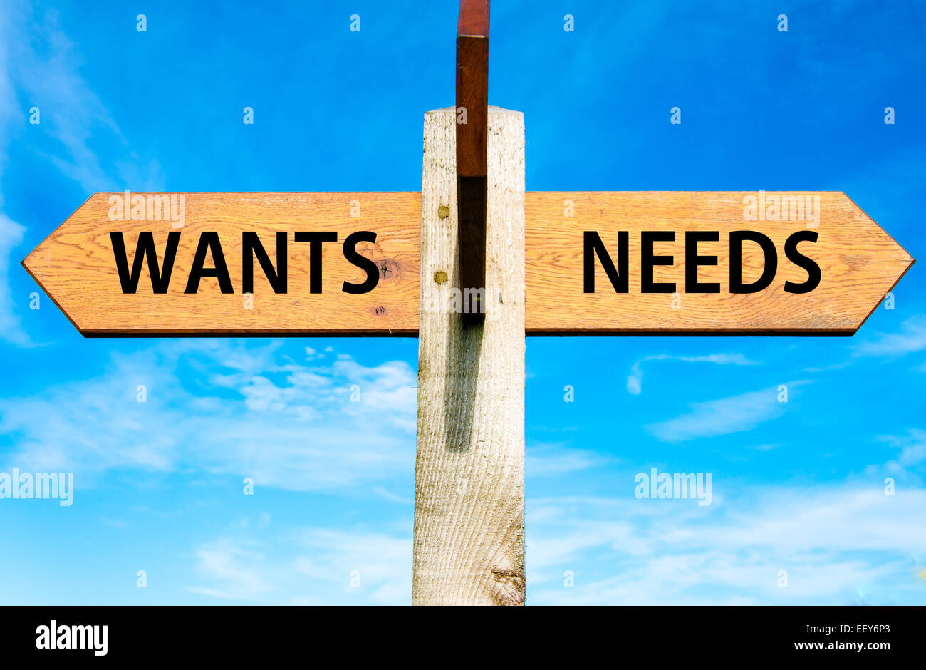 Wants versus needs messages hi-res stock photography and images - Alamy