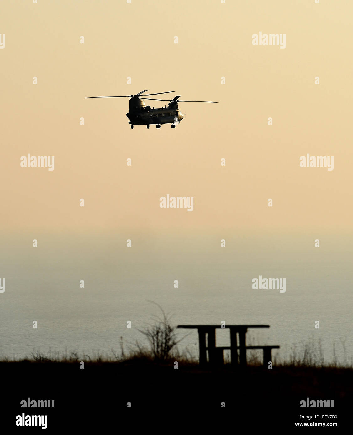 Brighton UK - A Chinook helicopter spotted flying over Sheepcote Valley ...