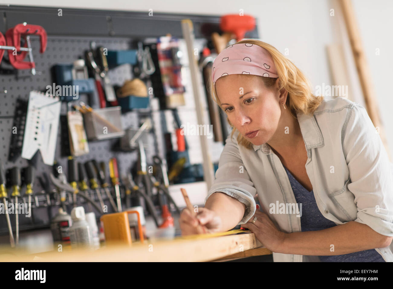 Female carpenter at work Stock Photo - Alamy