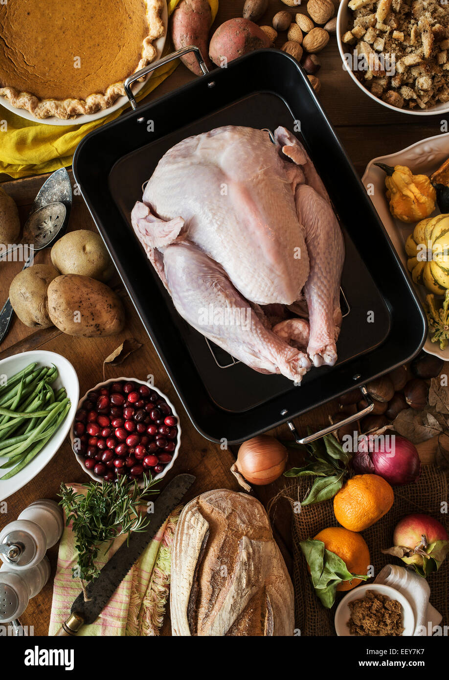 View of preparation of thanksgiving turkey Stock Photo - Alamy
