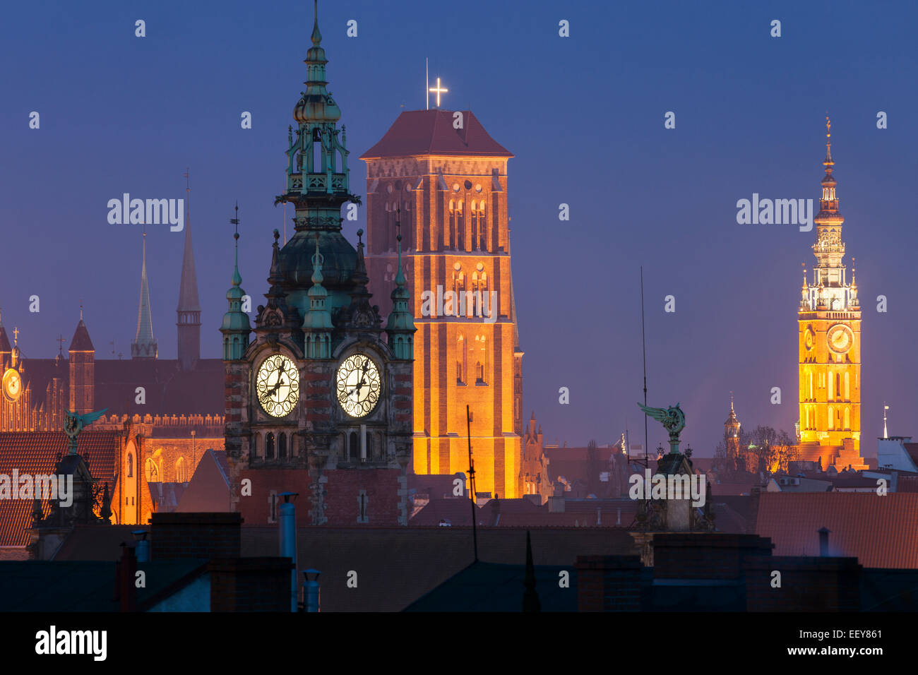 Elevated city view with town hall tower hi-res stock photography and ...