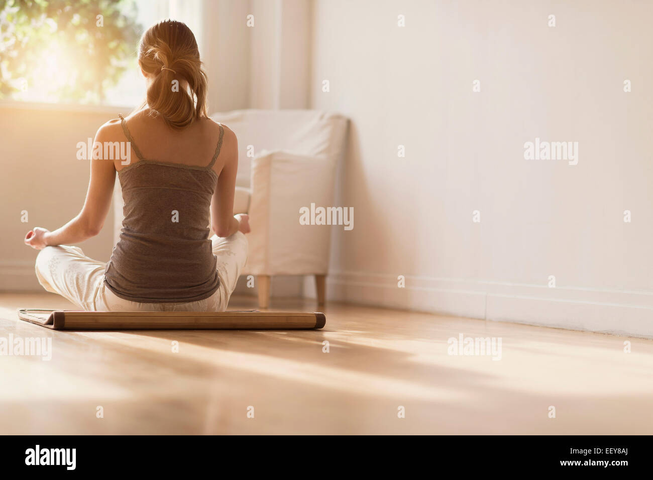Back view yoga woman hi-res stock photography and images - Alamy