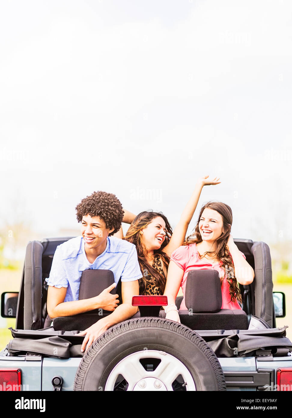 Group of friend (14-15) during road trip Stock Photo - Alamy
