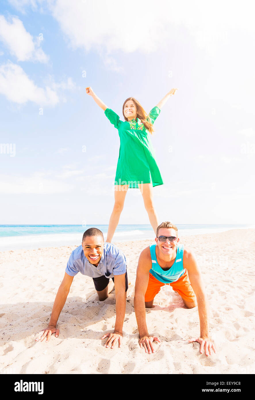 Human pyramid beach hi-res stock photography and images - Alamy