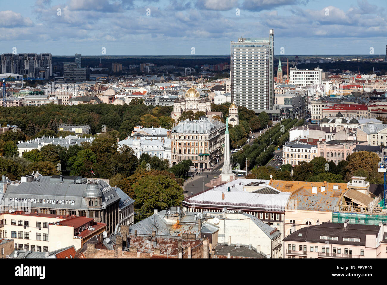 Latvia, Riga, Cityscape with lone skyscraper Stock Photo - Alamy