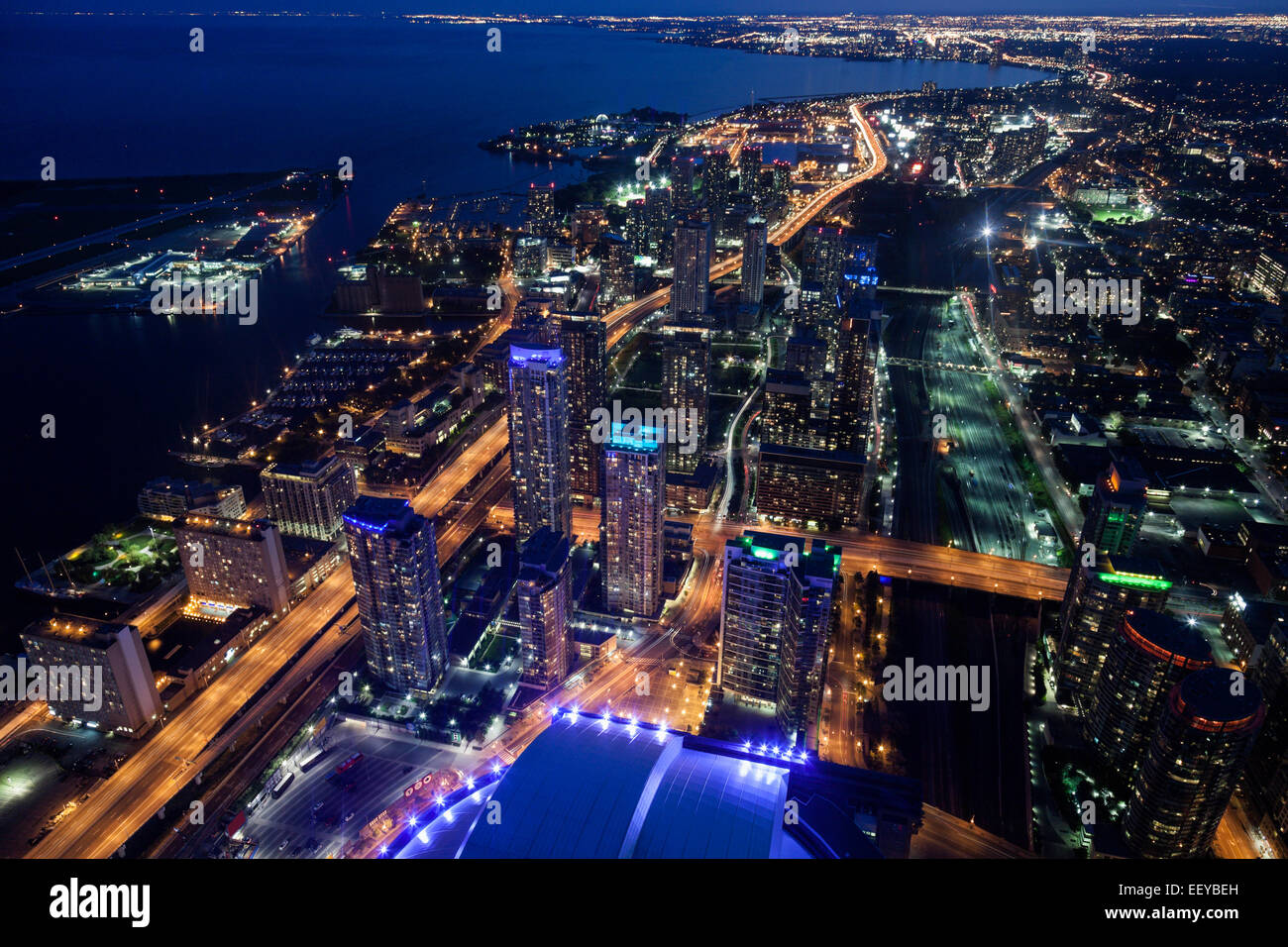 Canada, Ontario, Toronto, Elevated view of city at night Stock Photo ...