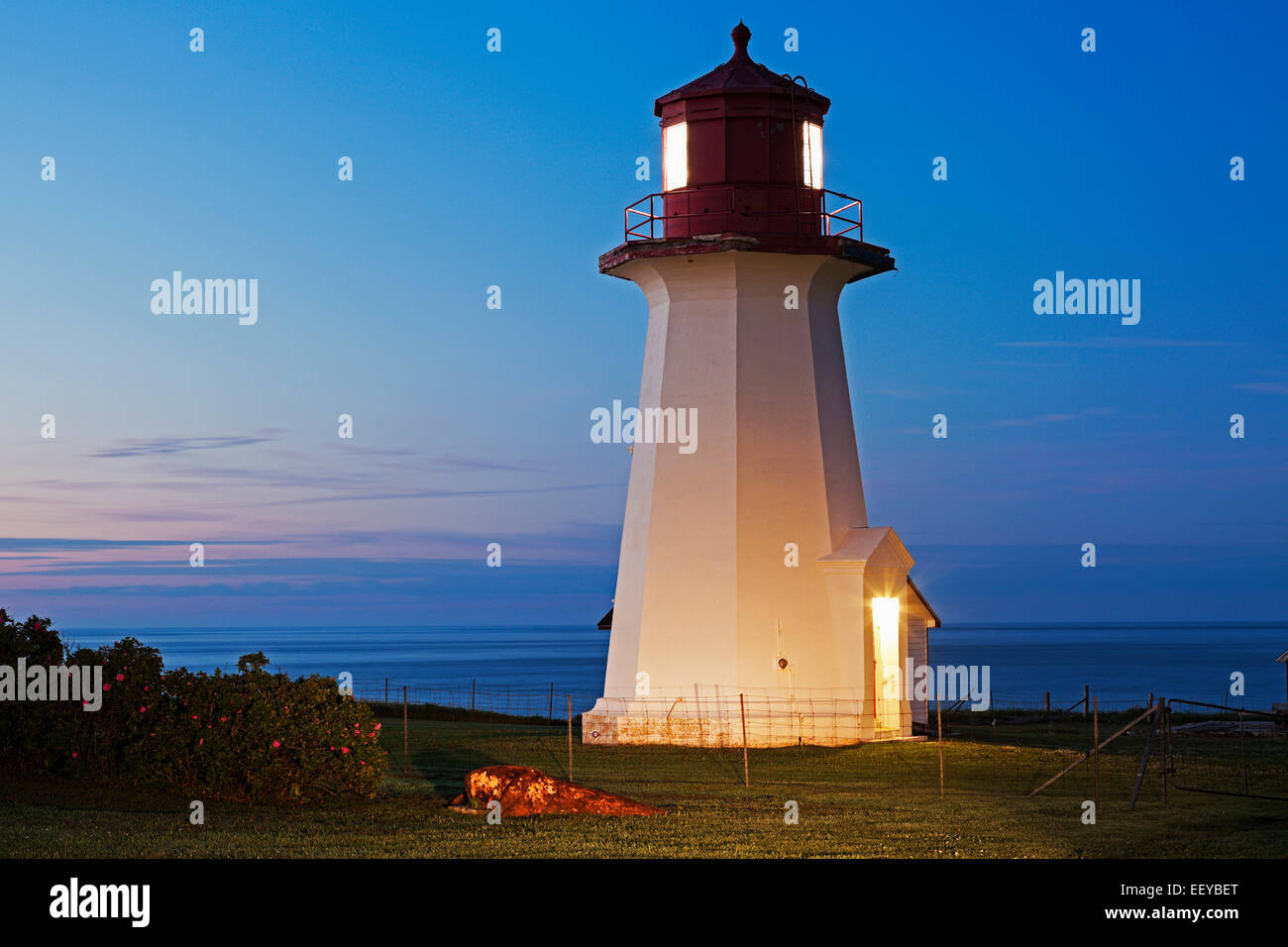 Canada, Quebec, Cap Blanc Lighthouse at night Stock Photo - Alamy