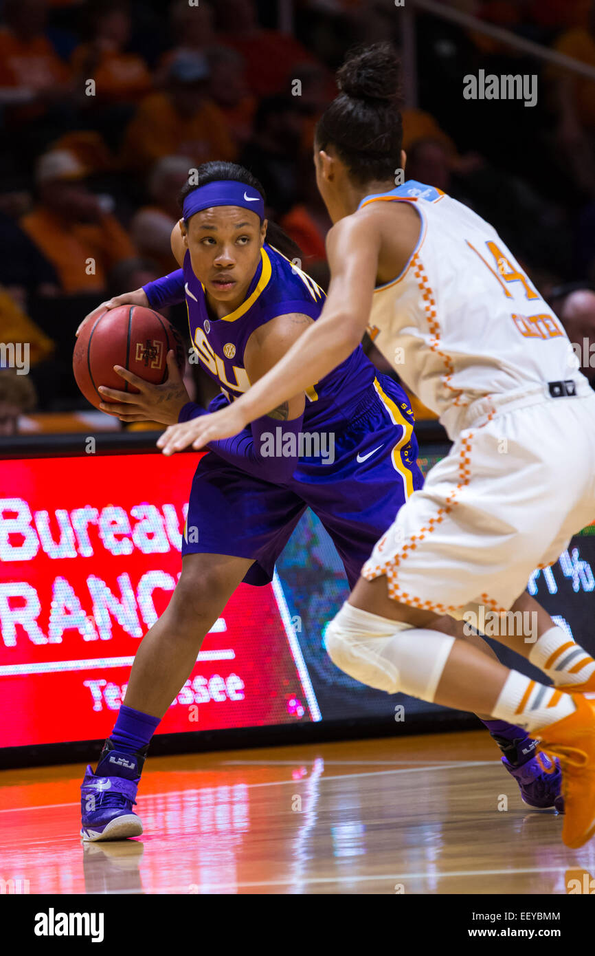 January 22, 2015: Danielle Ballard #32 of the LSU Tigers is defended by ...