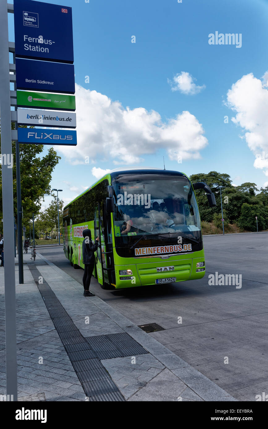 Berlin, Germany, My remote bus at the bus stop for long distance buses ...