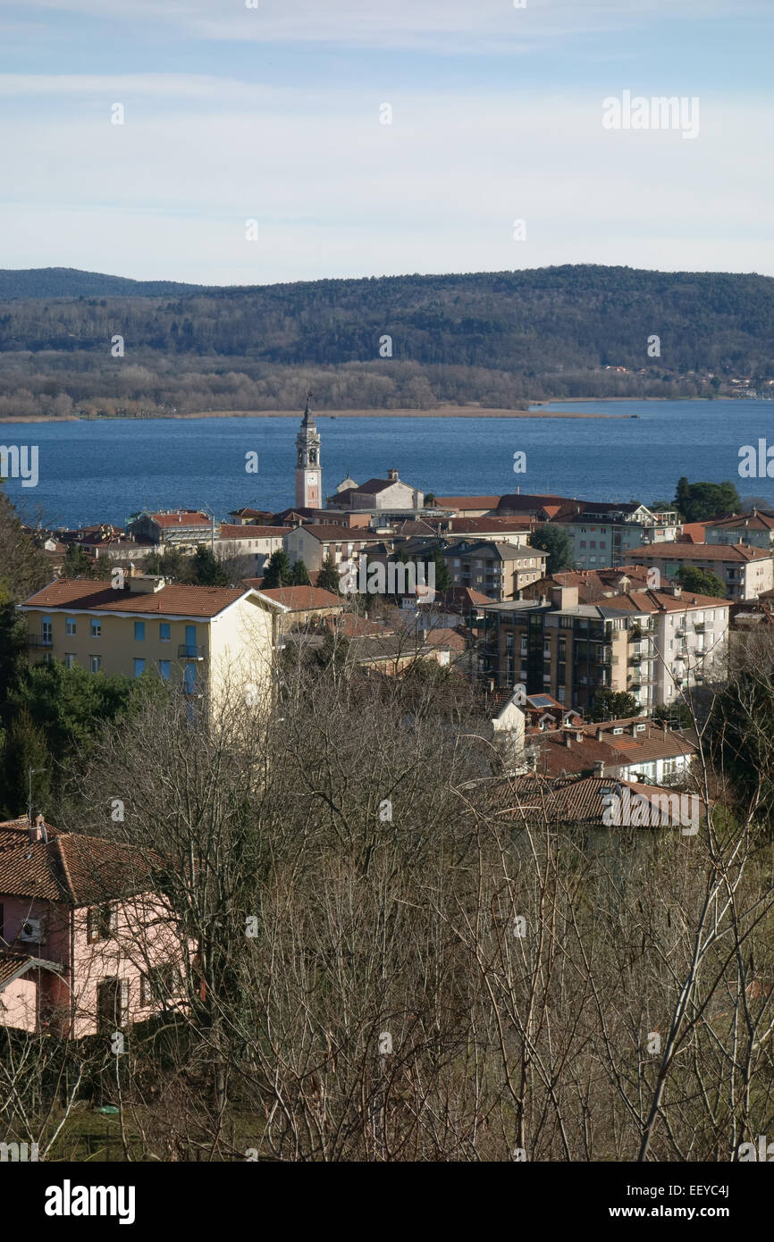 Arona town along Maggiore Lake overview, Italy Stock Photo - Alamy