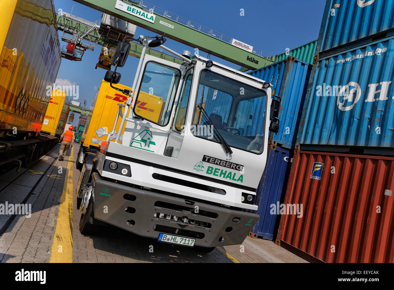 Berlin, Germany, electric-truck Container Terminal in West Harbour ...