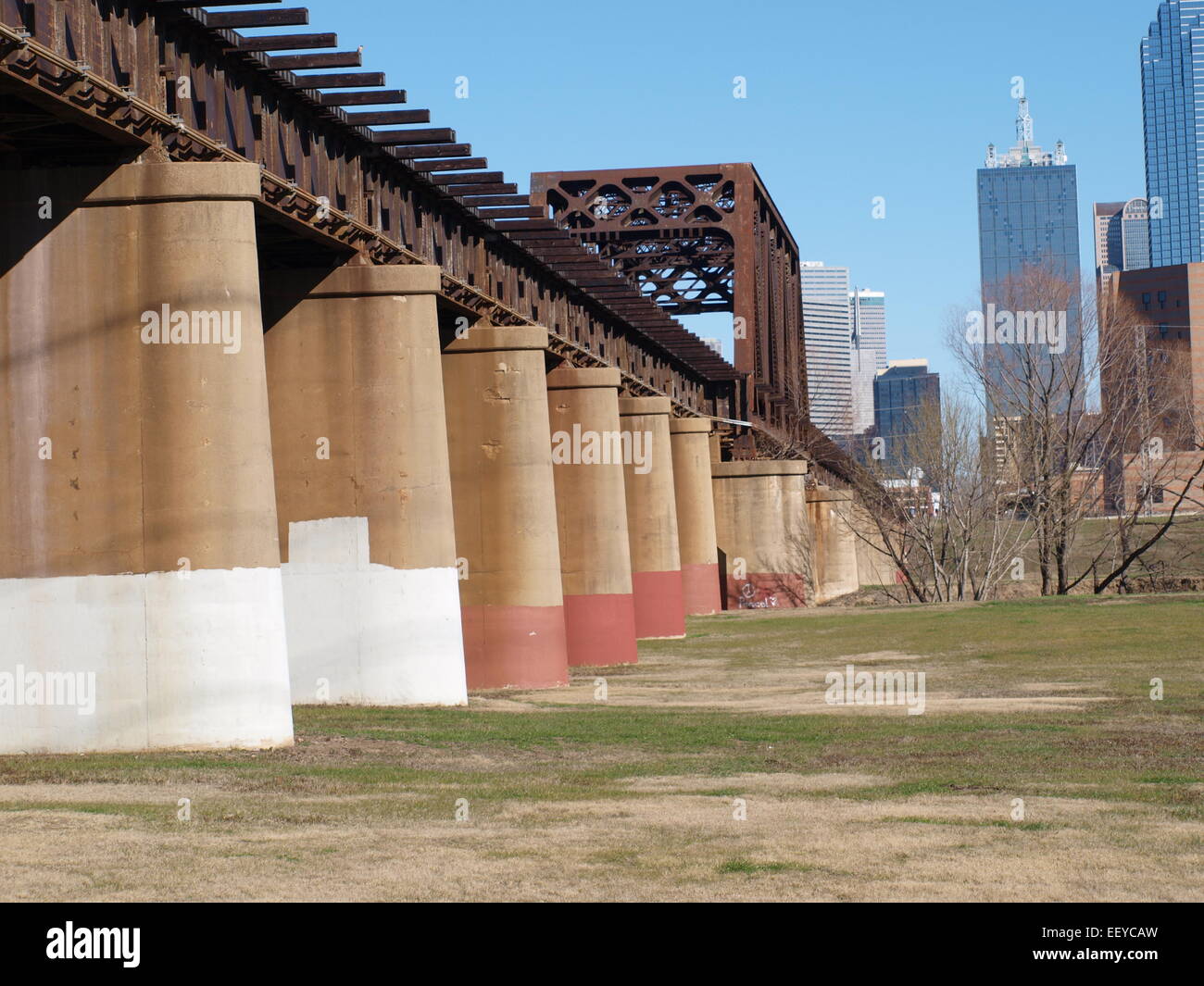 Intermodal Train Bridge Next to Margaret Hunt Hil Bridge Stock Photo ...