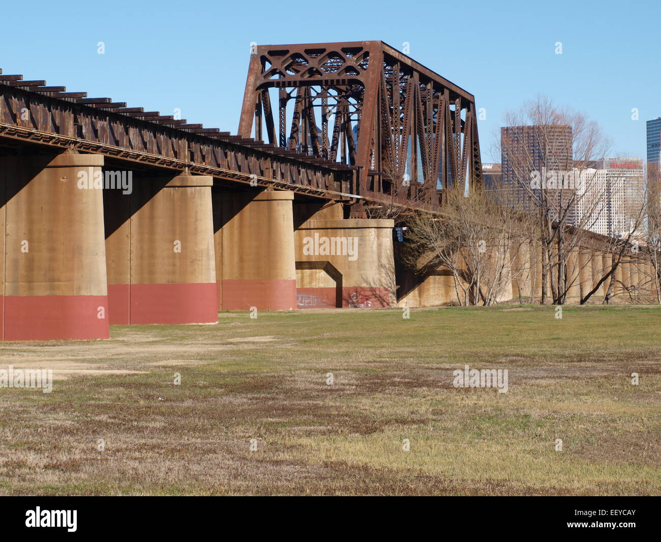Intermodal Train Bridge Next to Margaret Hunt Hil Bridge Stock Photo ...