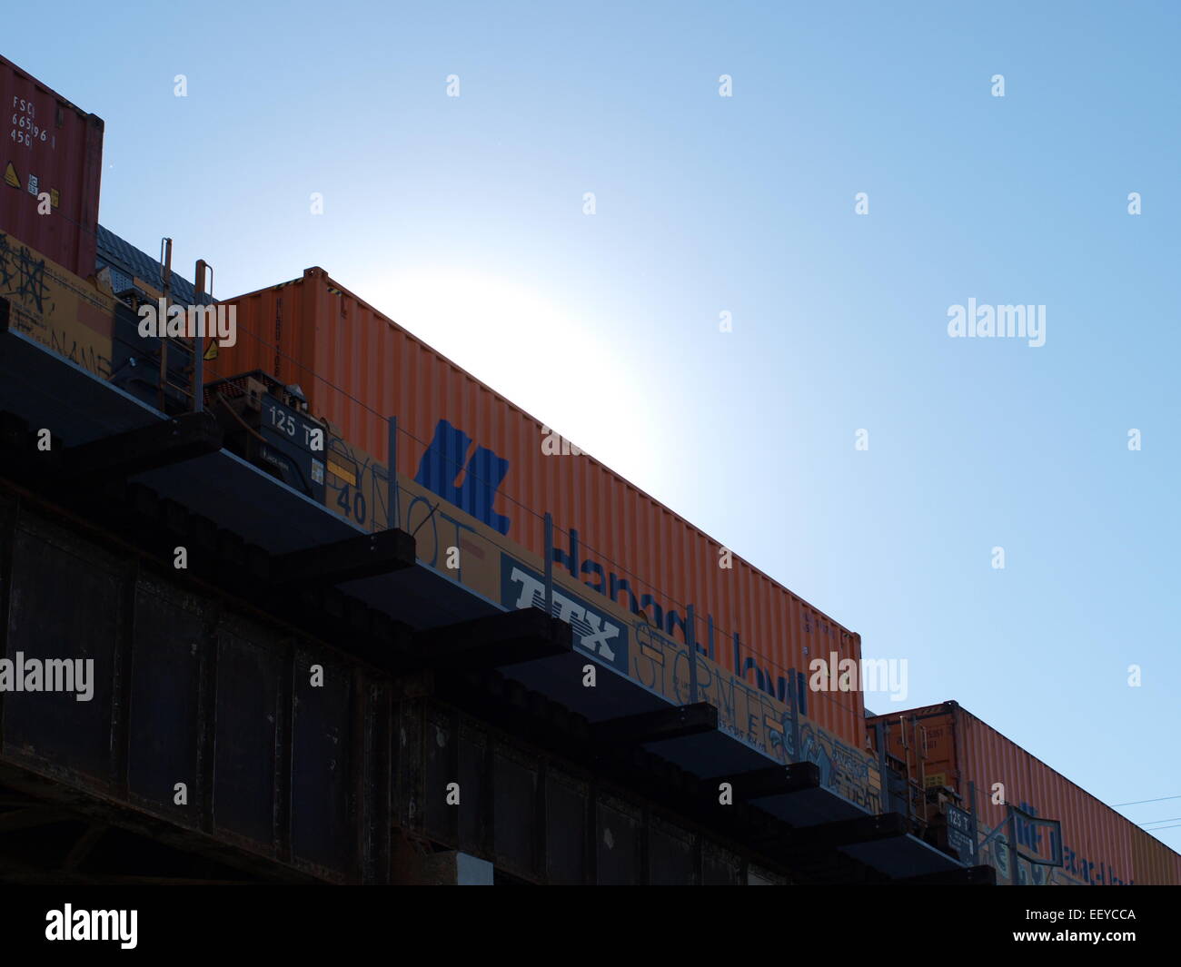 Intermodal Train Bridge Next to Margaret Hunt Hil Bridge Stock Photo ...