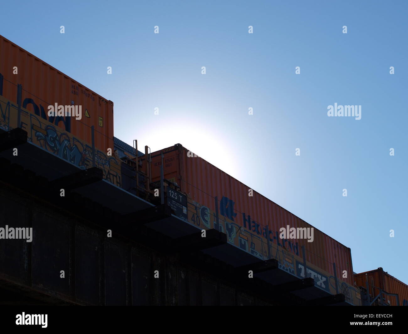 Intermodal Train Bridge Next to Margaret Hunt Hil Bridge Stock Photo ...