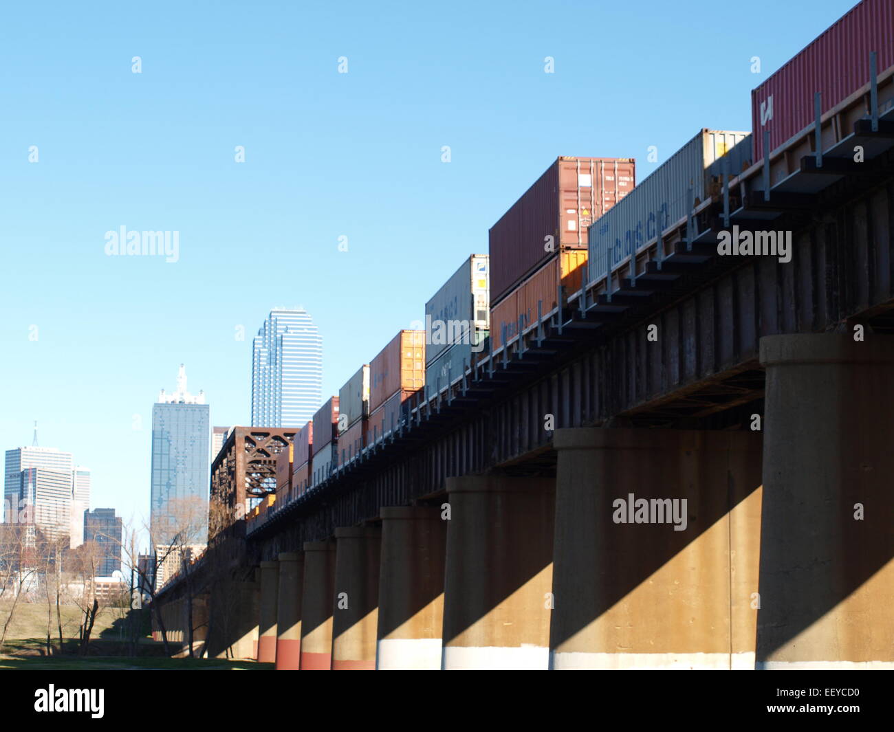 Intermodal Train Bridge Next to Margaret Hunt Hil Bridge Stock Photo ...