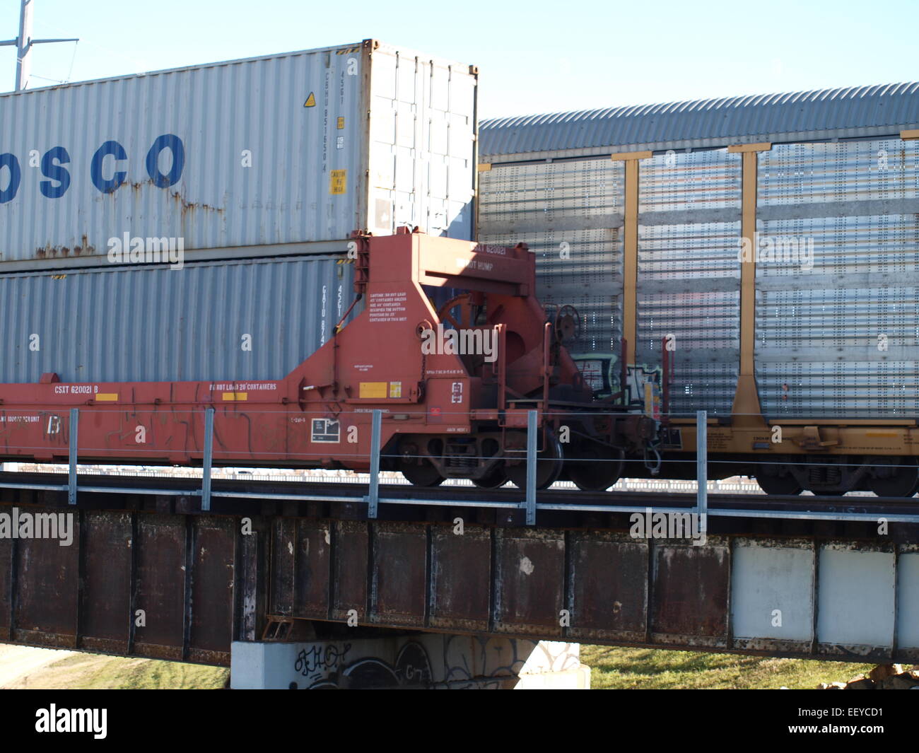 Intermodal Train Bridge Next to Margaret Hunt Hil Bridge Stock Photo ...