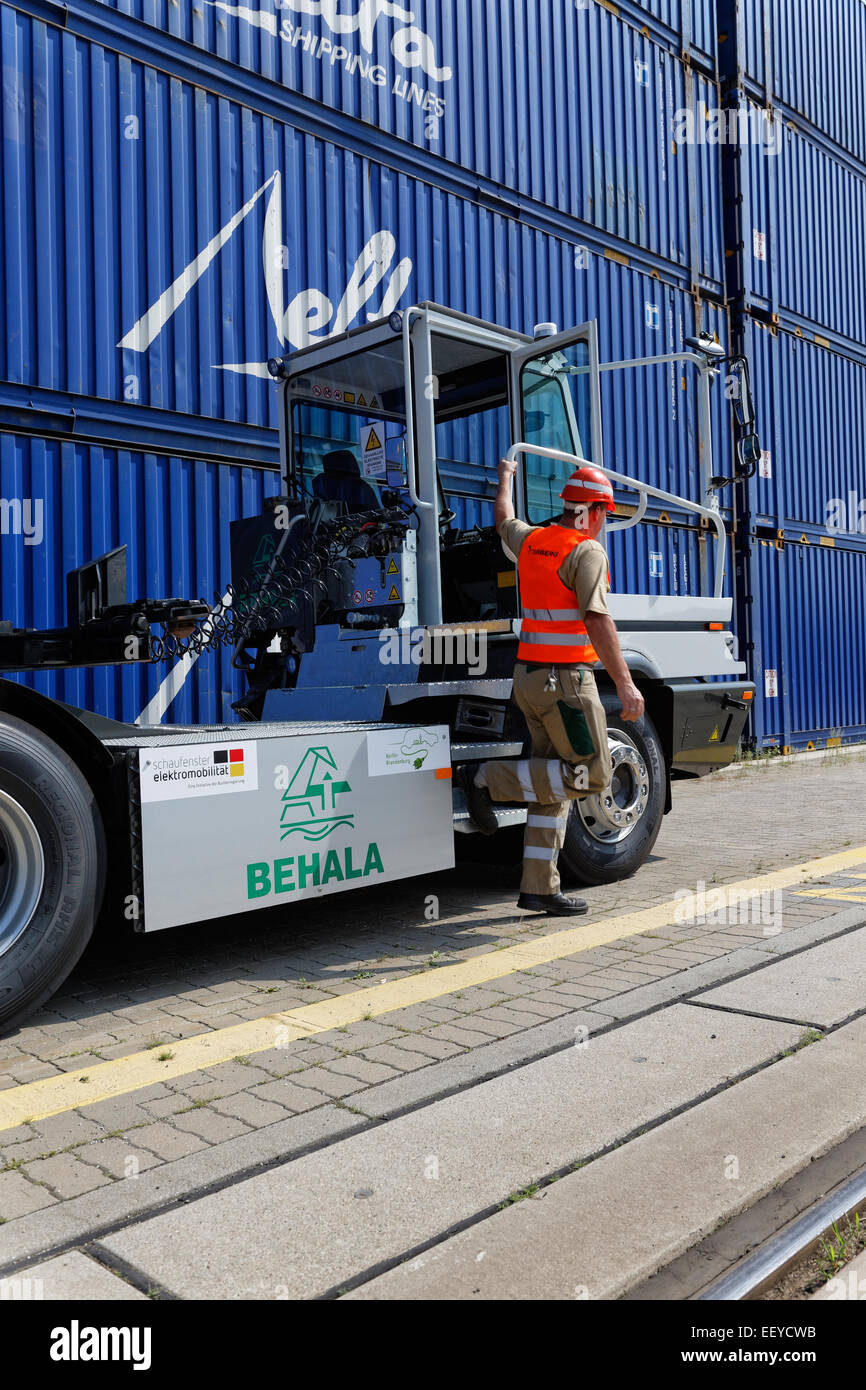 Berlin, Germany, electric-truck Container Terminal in West Harbour ...