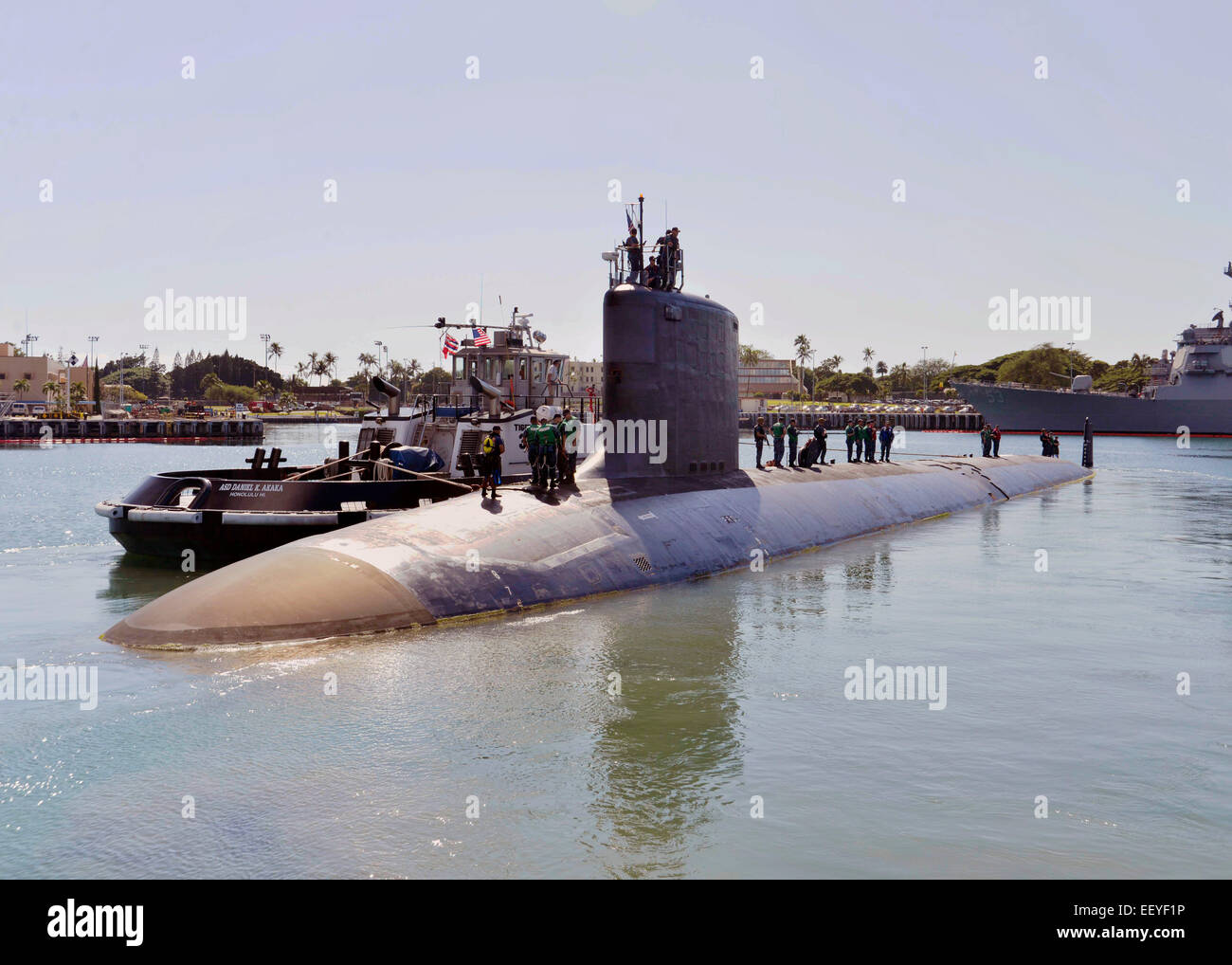US Navy Virginia-class attack submarine USS Mississippi departs Joint ...
