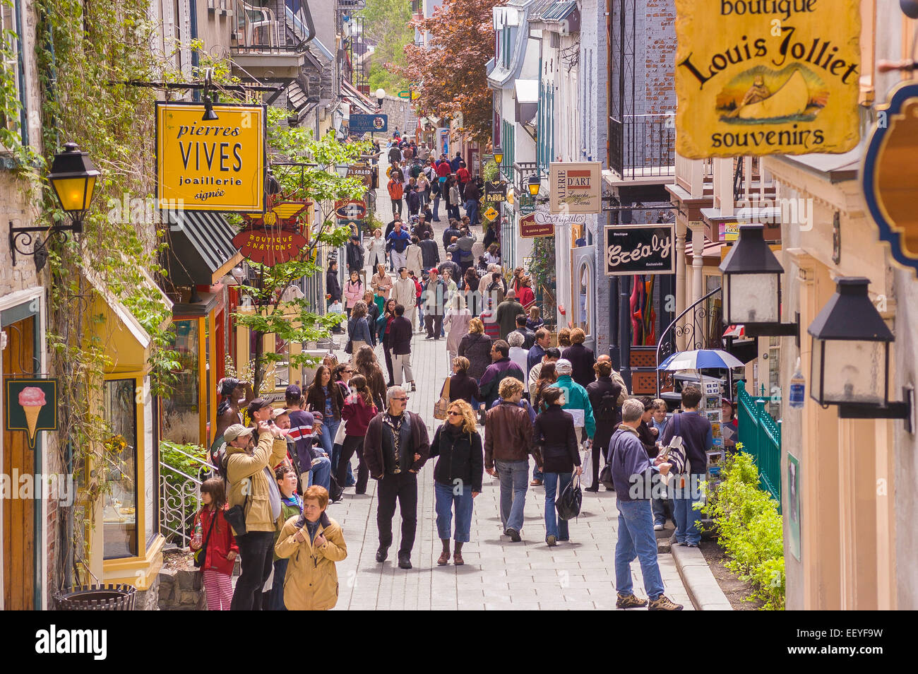 QUEBEC CITY, QUEBEC, CANADA - Tourism on Petit Champlain Street, in Old ...