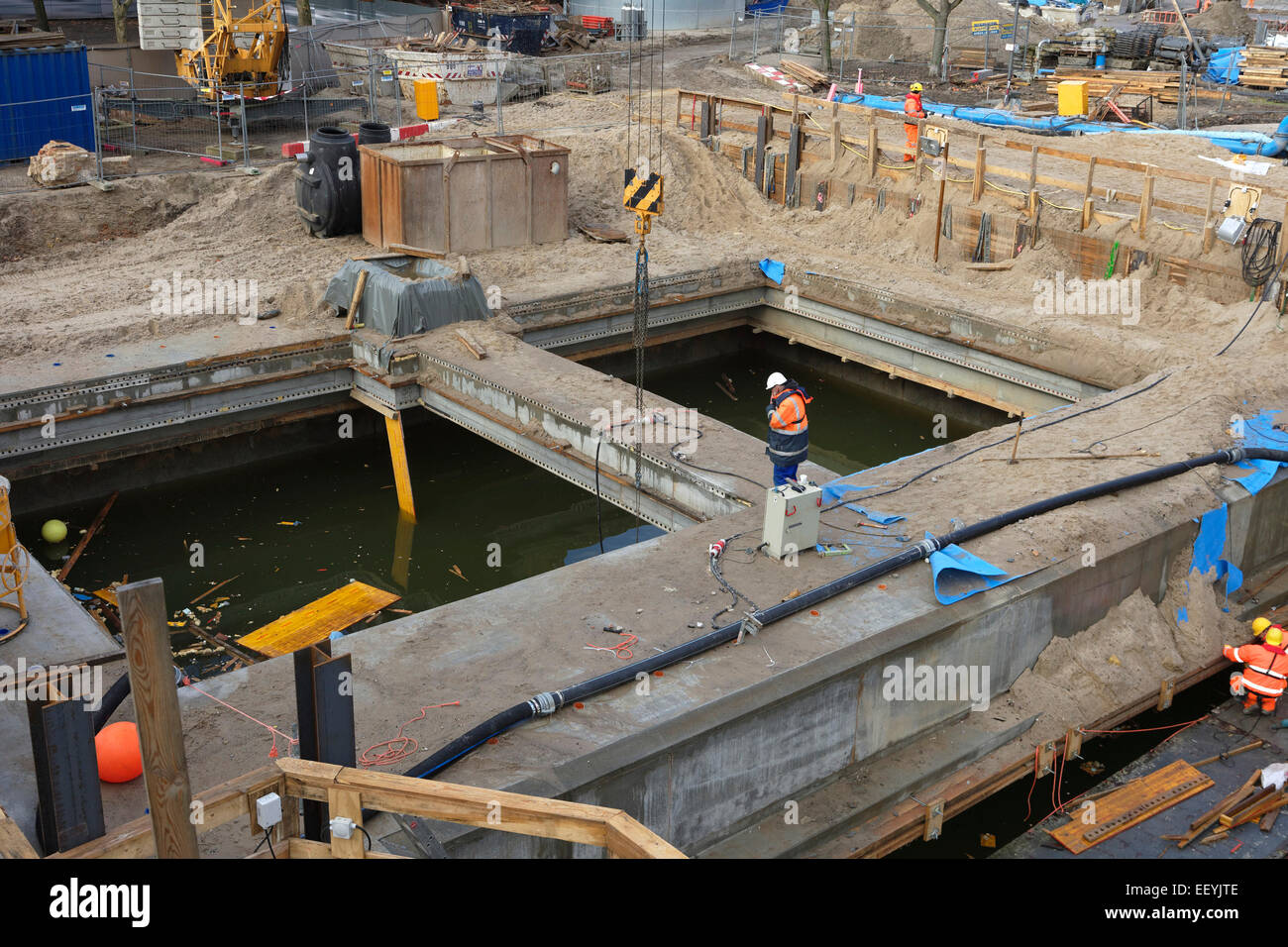 Underwater excavation work underground line U5 Stock Photo - Alamy