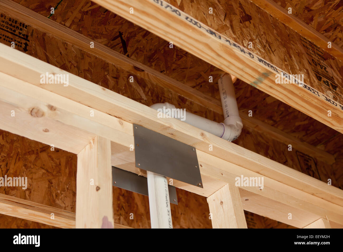 New home construction, plumbing through the framing Stock Photo - Alamy