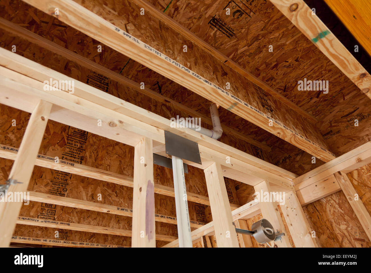New home construction, plumbing through the framing Stock Photo - Alamy