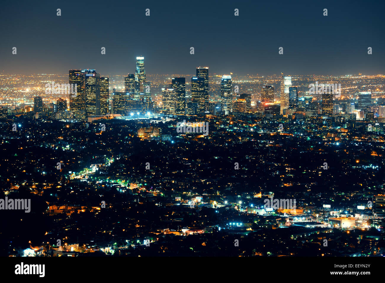Los Angeles at night with urban buildings Stock Photo - Alamy