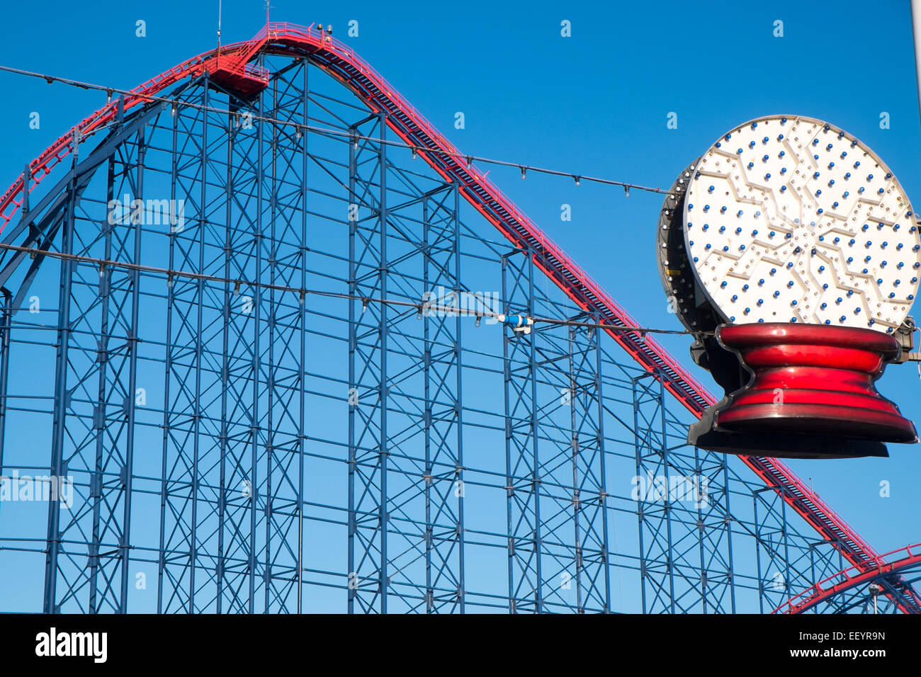 Blackpool and its famous roller coaster ride at the pleasure beach ...
