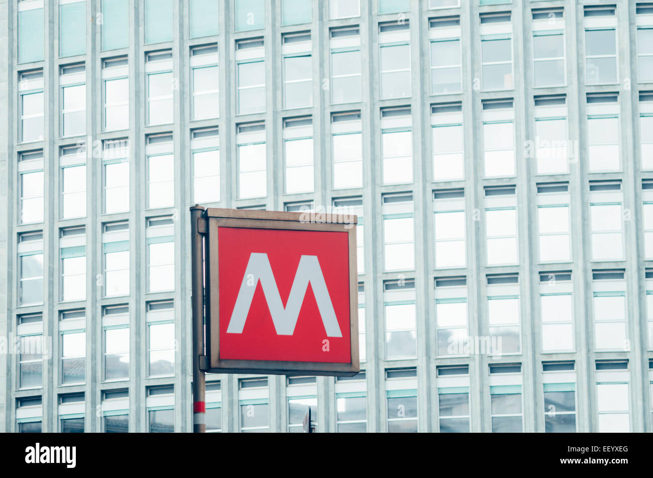 Red metro underground in downtown Milan Stock Photo - Alamy