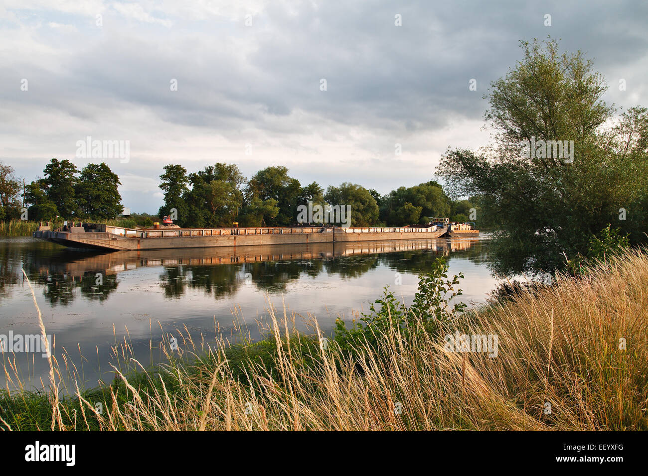 Barge on the river Oder Stock Photo - Alamy