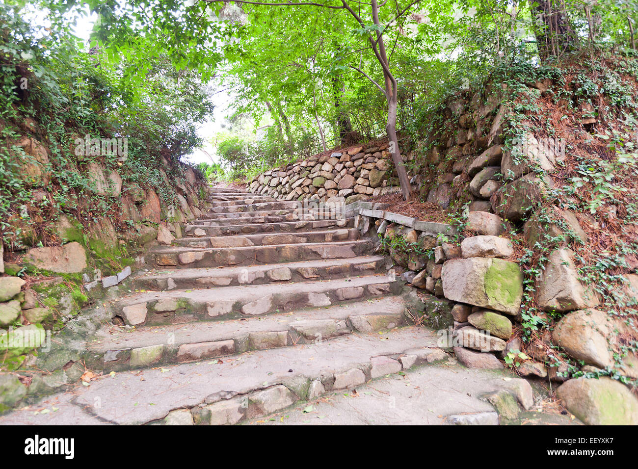 Stone walls, the only survived structure of Jaseongdae (Busanjin ...