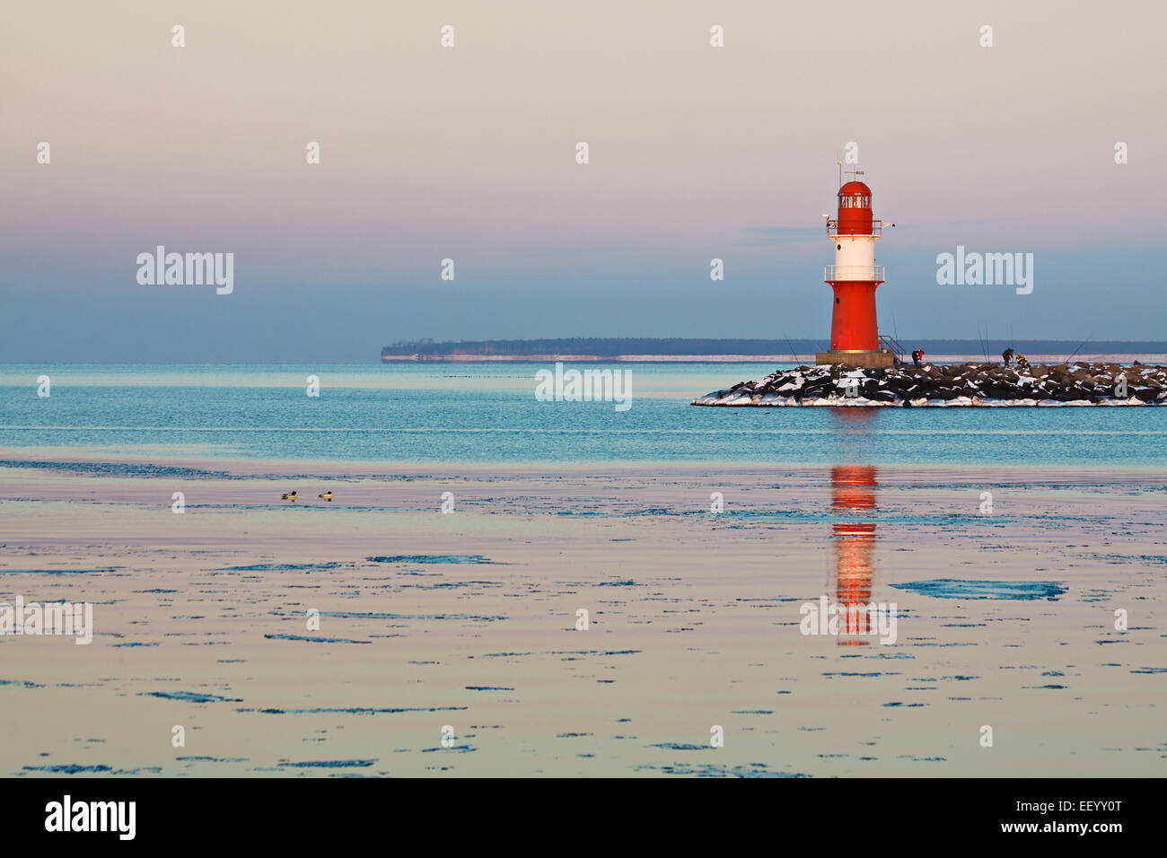 The red Molenturm the eastern mole in Warnemünde Stock Photo - Alamy