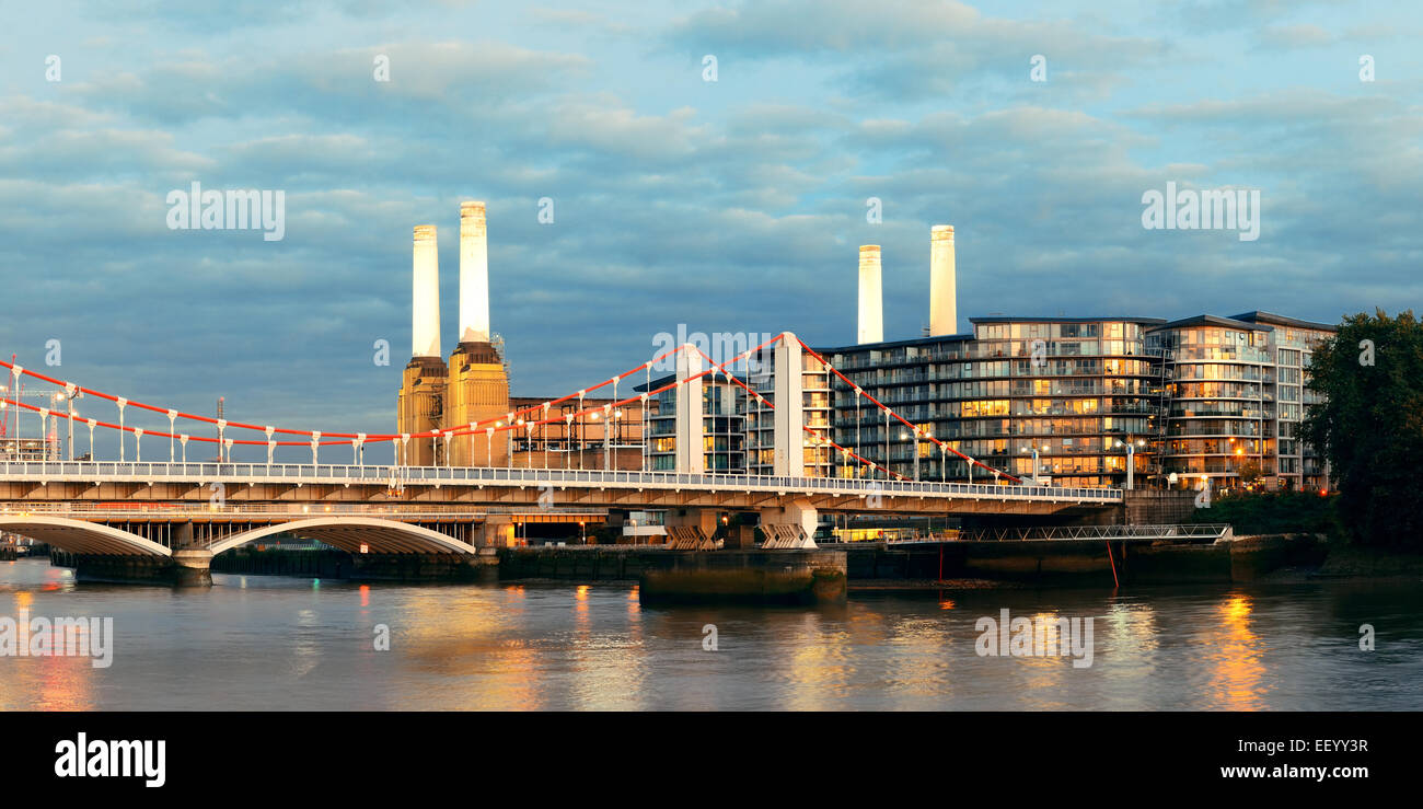 Battersea Power Station panorama over Thames river as the famous London ...
