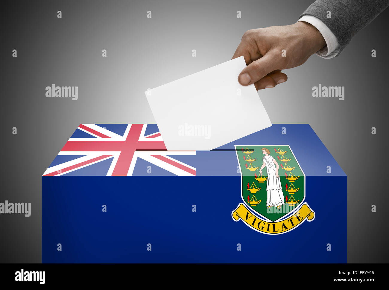 Ballot box painted into national flag colors - British Virgin Islands ...