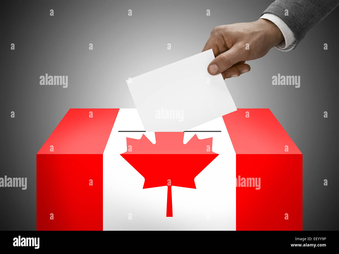 Ballot box painted into national flag colors - Canada Stock Photo - Alamy