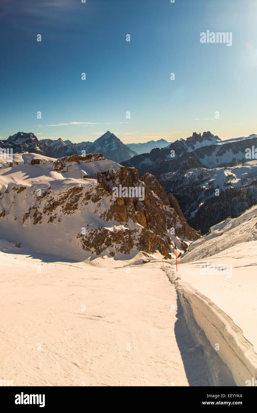 winter in the italian alps, with the ski slope full of snow Stock Photo ...