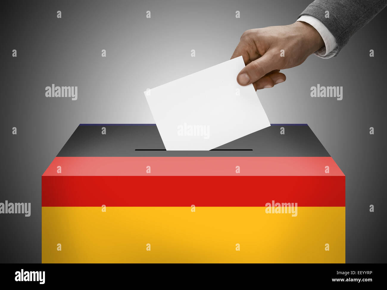Ballot box painted into national flag colors - Germany Stock Photo - Alamy